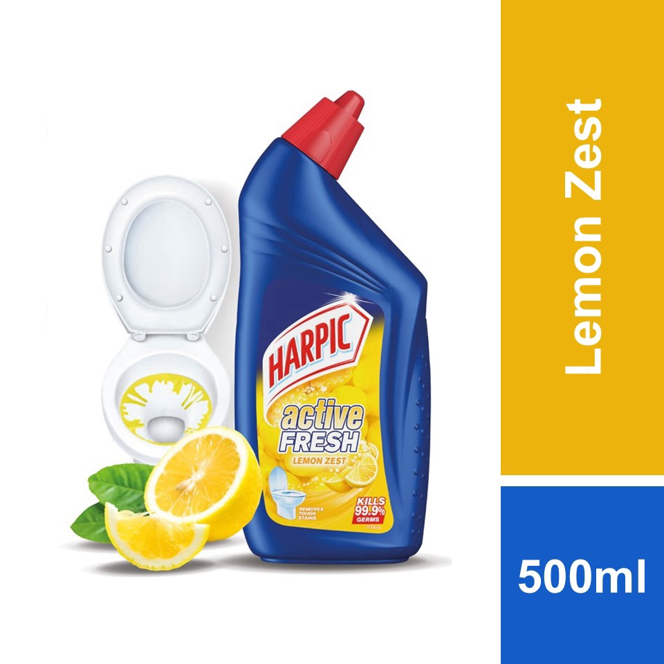 Harpic Active Disinfectant Toilet Bowl Cleaner Lemon Zest 500ml ...