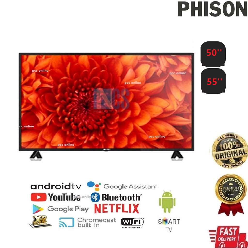 PHISON 4K LED TV Android Television (50'' PTV-E5020S Slim Bezel / 55'' PTV-E5520S) | Shopee Malaysia