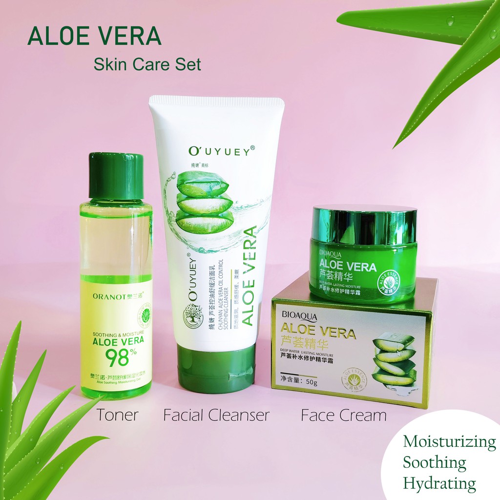 ALOE VERA Skin Care Set (Toner, Cleanser & Face Cream) | Shopee Malaysia
