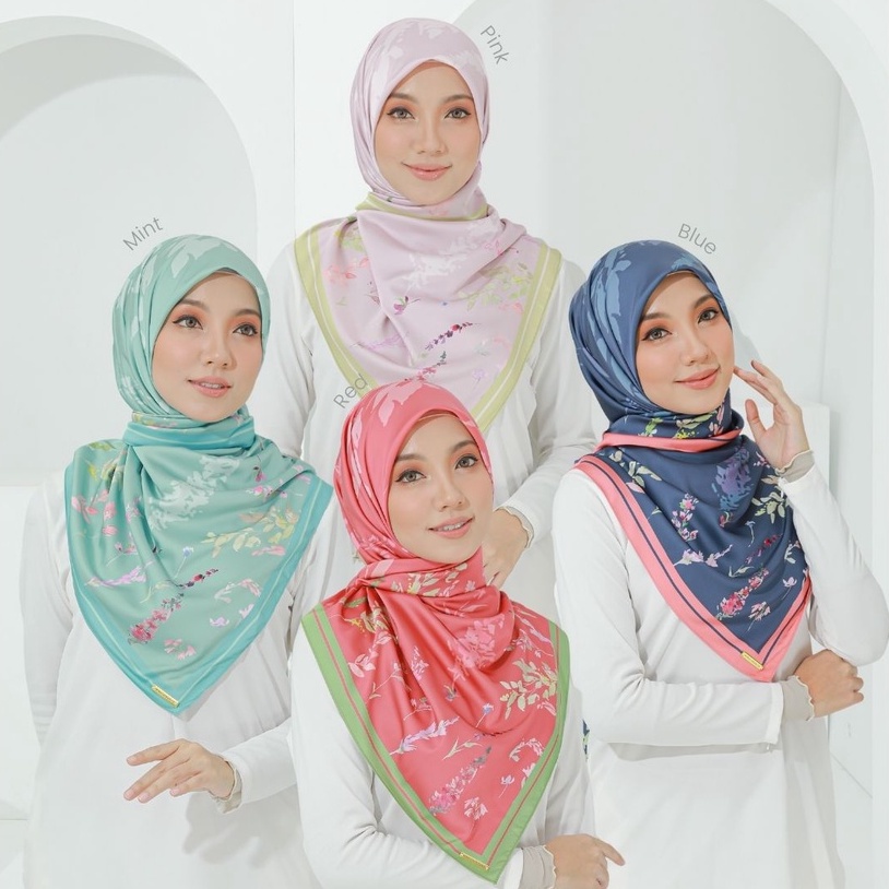 New Tudung Bawal Satin Matte Floral Watercolour Design - Jardin 2.0 ...