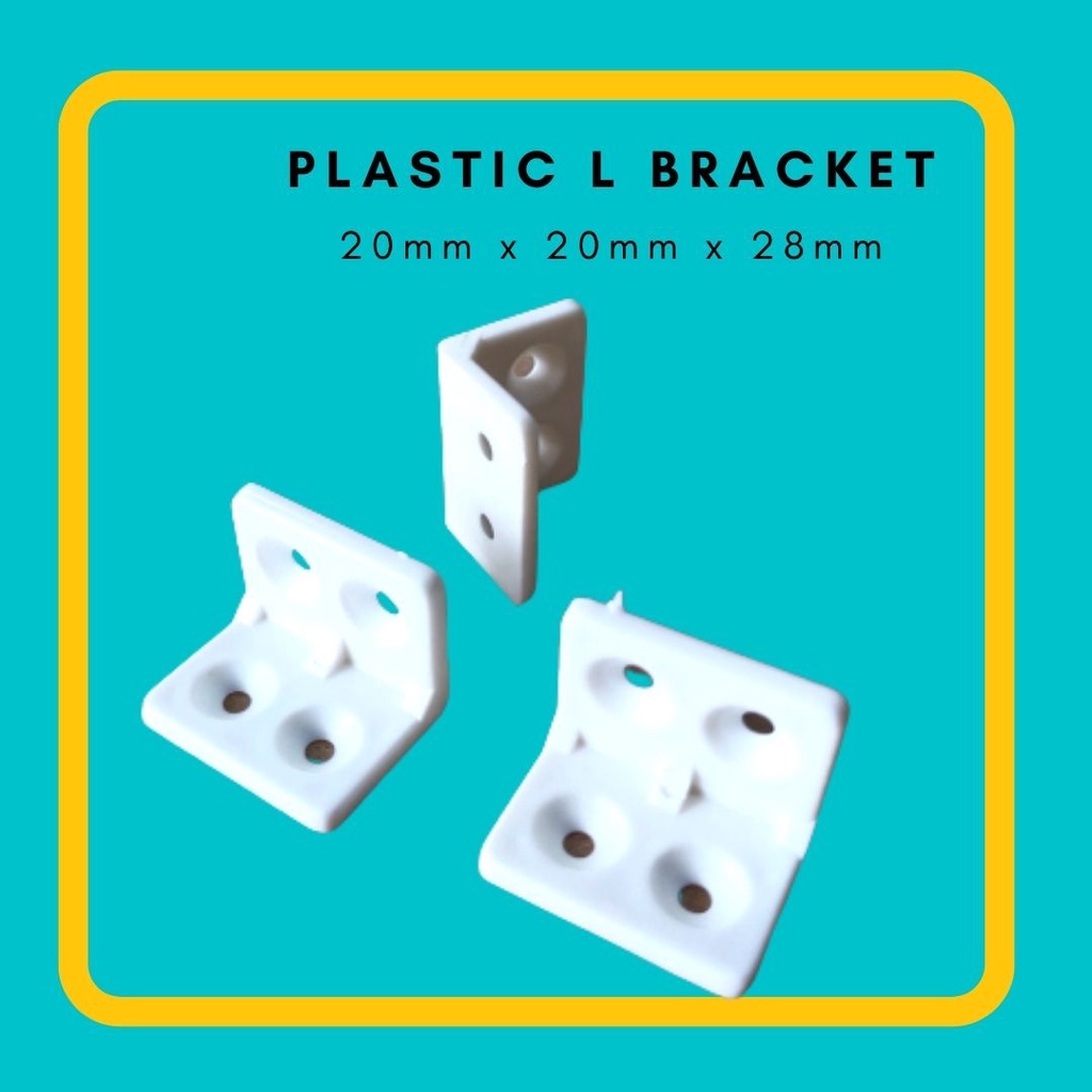 PVC white L Angle support Bracket 20mm x 20mm x28mm x3mm plastic L ...