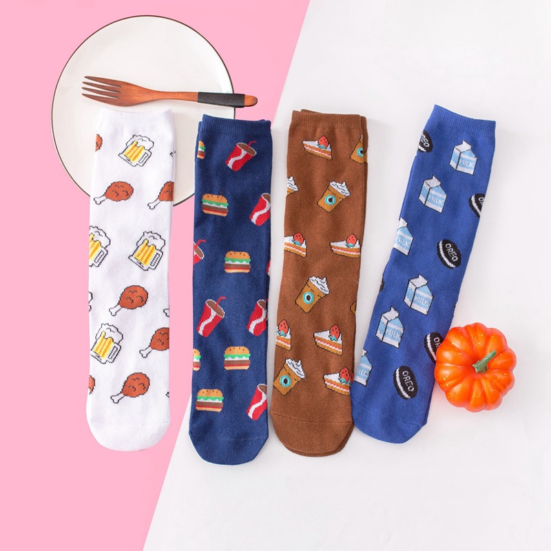 Fried Chicken Beer Cartoon Socks Lovely Crew Unisex Socks For Women And ...
