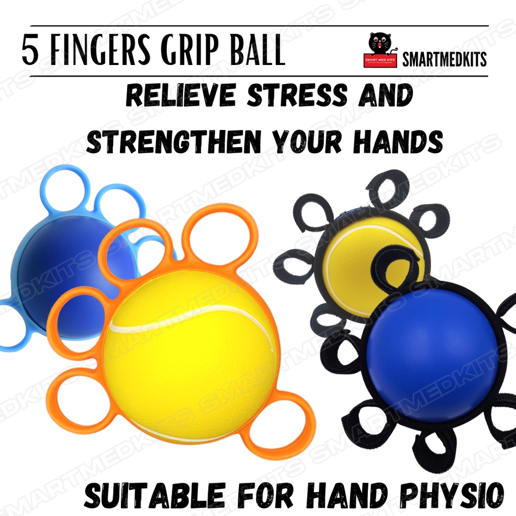 Five Fingers Hand Grip Ball Muscle Power Training Rehabilitation *READY ...