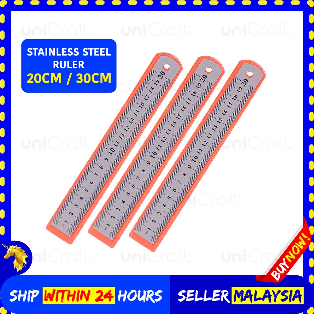 UNICRAFT 300mm Stainless Steel Ruler Extra Thick 8mm Heavy Duty ...