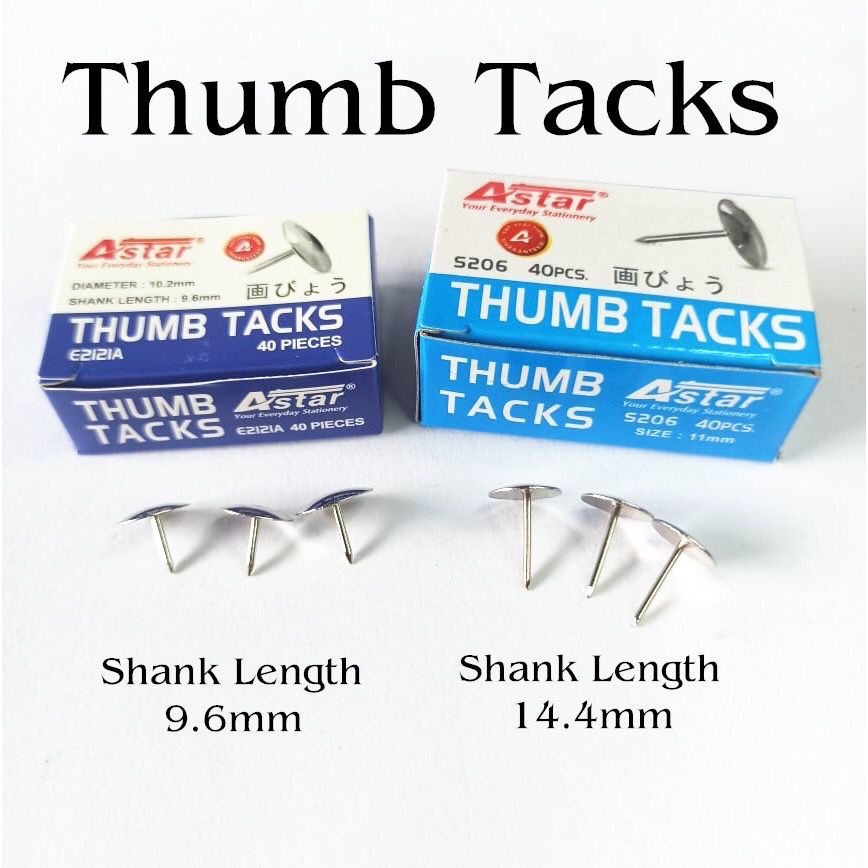 Astar Thumb Tacks (Short & Long ) (E2121A /S206) 40pcs/box | Shopee ...