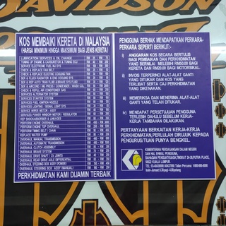Papan Signboard Kos Membaiki Kereta & Motorsikal & Acc/Aircond Di ...
