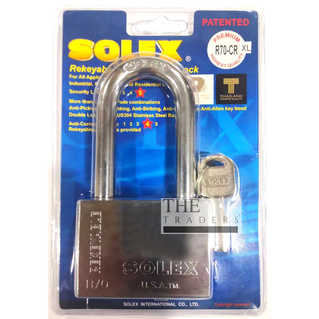 [100% ORIGINAL] SOLEX PREMIUM CR70XL Rekeyable & Heavy Duty Padlock ...