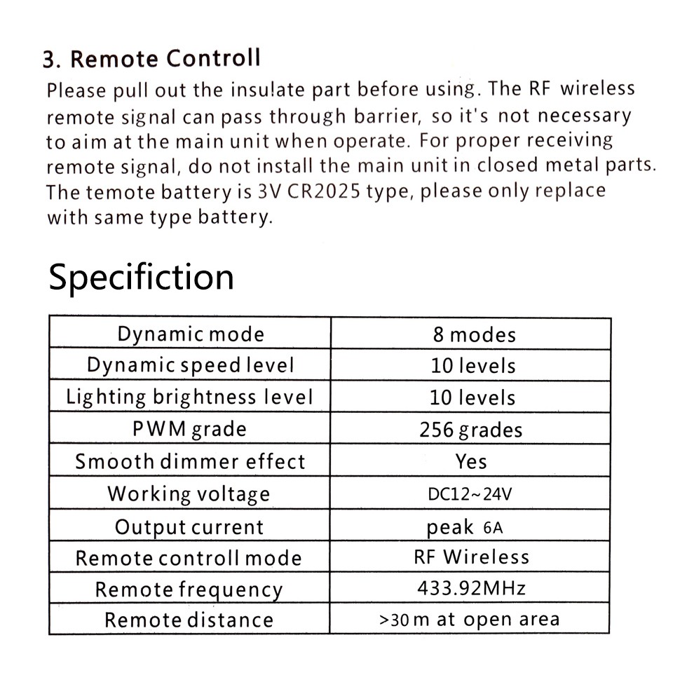 DC12-24V LED Strip Controller DC & Wire Connector + 11key RF Wireless ...