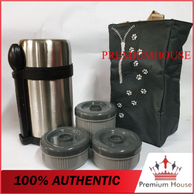 Panasonic Pack n Go Food Flask 1.5L Stainless Steel with Spoon & Fork ...
