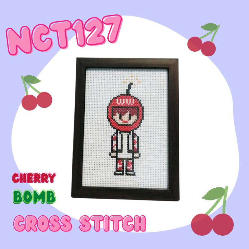 NCT127 cherry bomb cross stitch display (winwin, jaehyun) | Shopee Malaysia