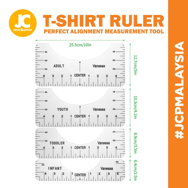 JCP T-Shirt Ruler Alignment Measurement Tool Craft Heat Press Tool ...