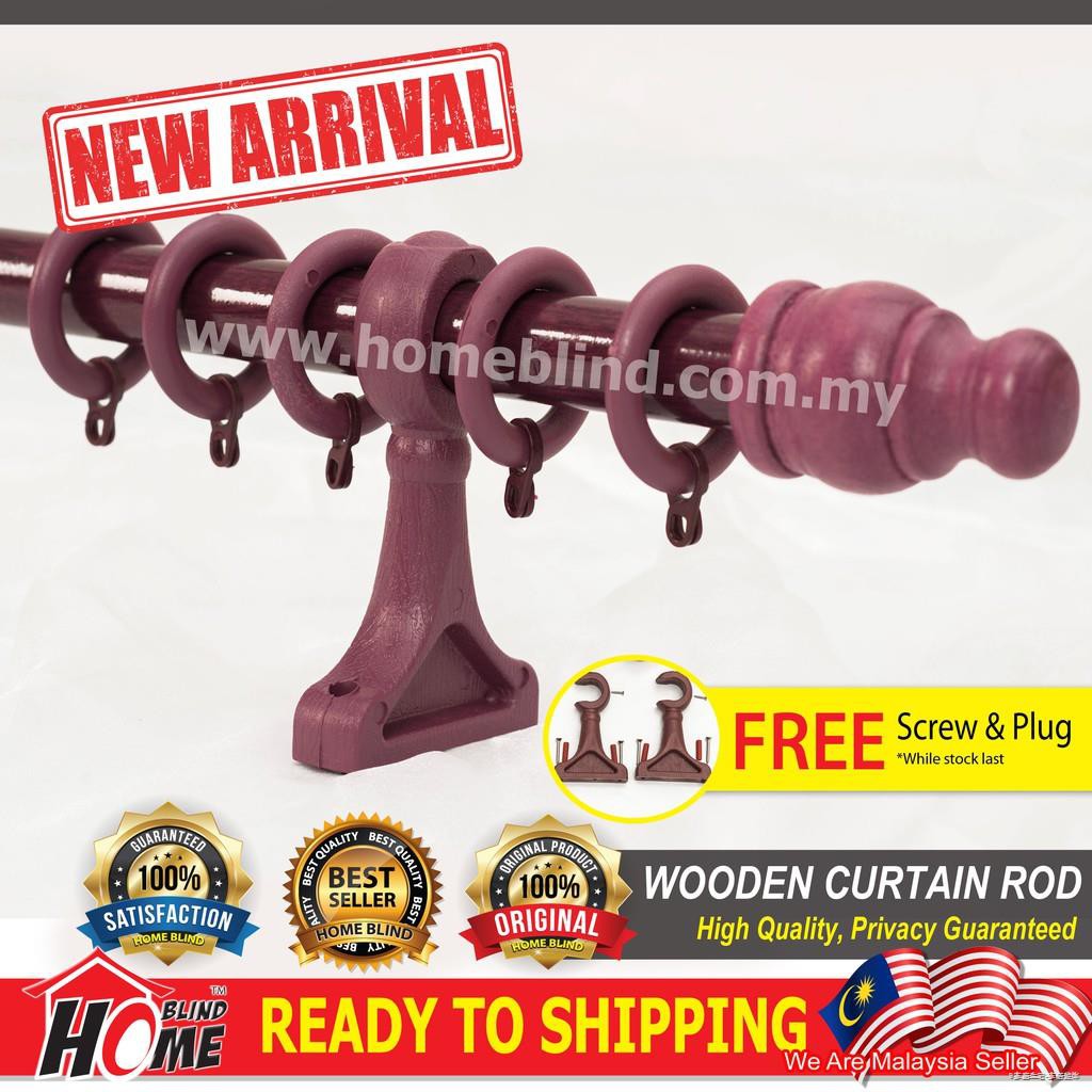 ☃OSAKA Wooden Curtain Rod / Kayu Langsir 4 Feet 5 6 7 8 9 10 | Shopee ...