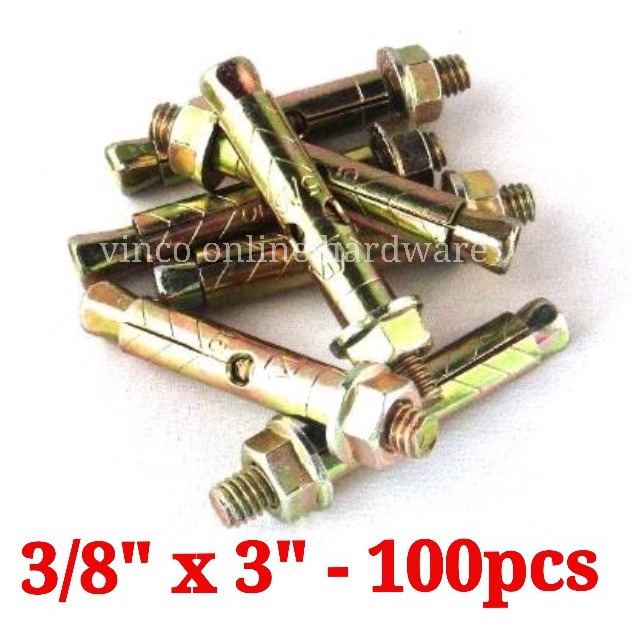 (100PCS/BOX) 3/8" x 3" SLEEVE ANCHOR WALL PLUG Screw Wallplug / Sleeve ...