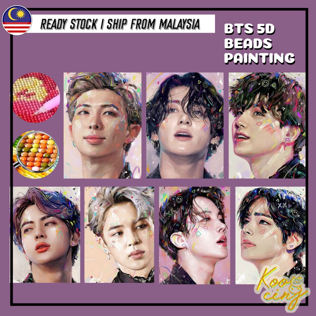 🇲🇾 READY STOCK Koocing BTS 5D Beads Painting Diamond Korean Boy Band ...
