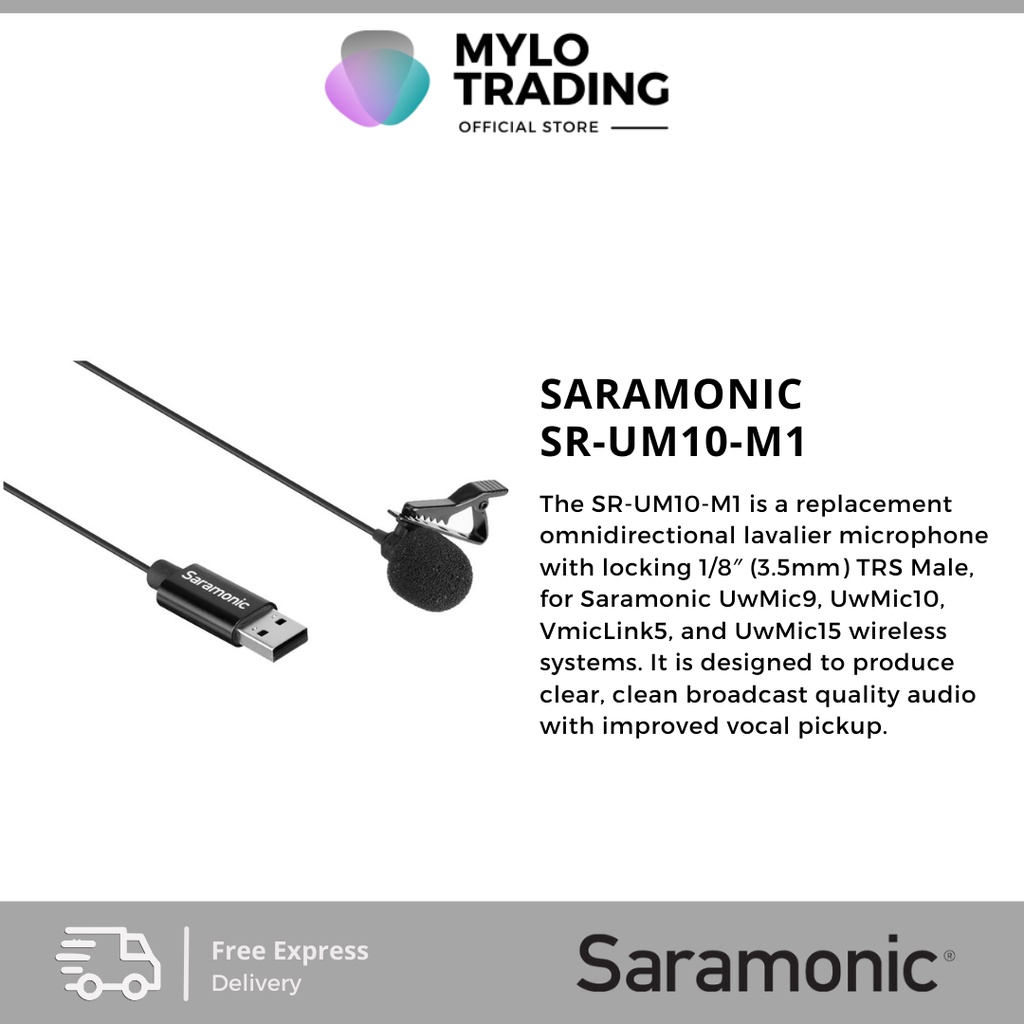Saramonic SR-UM10-M1 Omnidirectional Lavalier Microphone with Locking 3.5mm Plug | Shopee Malaysia