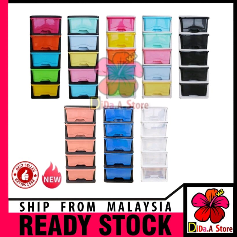 Rak Kain Baju 5 tingkat Drawer Cabinet / Laci Bersaiz Besar / clothes ...