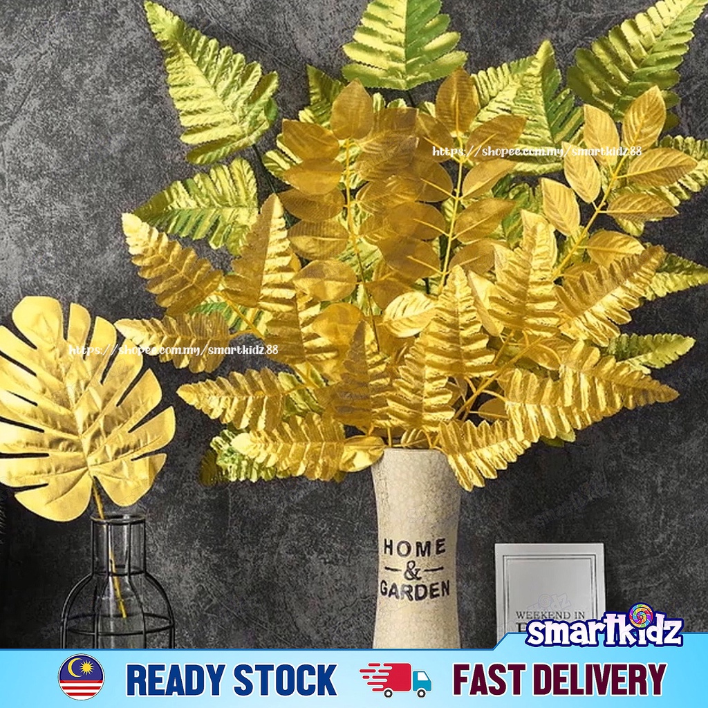 [1 Pcs] Gold Tropical Leaf | Daun Tropika Emas | Eucalyptus Monstera ...