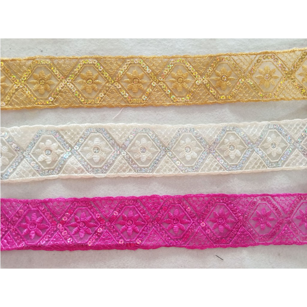 Renda Lace Sulaman Bunga Manik | Shopee Malaysia