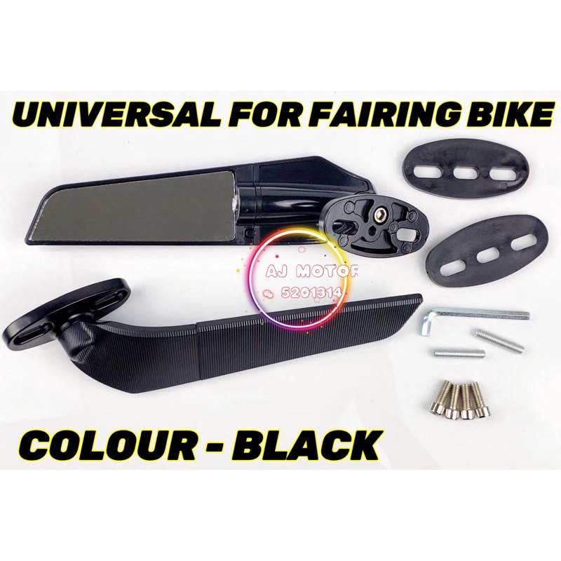 UNIVERSAL WINGLET SIDE MIRROR CNC CARBON FOR FAIRING BIKE R25 R15 V4 ...