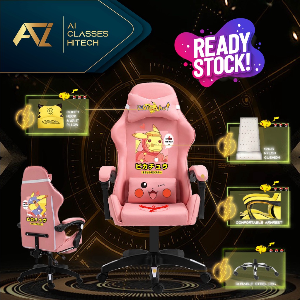 COOL Anime Cute Pikachu Gaming Chair/ Home, Office Chair Reclining ...
