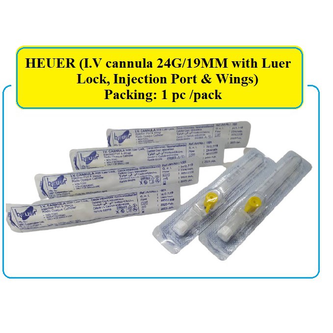 HEUER (I.V.CANNULA 24G/19MM WITH LUER LOCK, PORT & WINGS) , *Packing: 1 ...