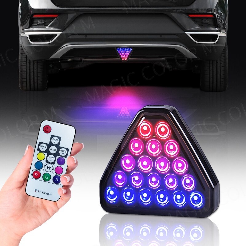 RGB LED Brake Light 12V Red Triangle F1 Style Tail Light Strobe Parking ...