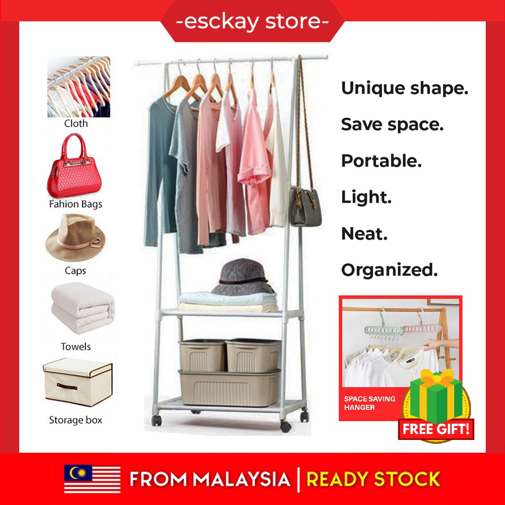 [FREE GIFT] Tri-Angle Rack Wardrobe (Almari, Wardrobe, Rak, Rack ...