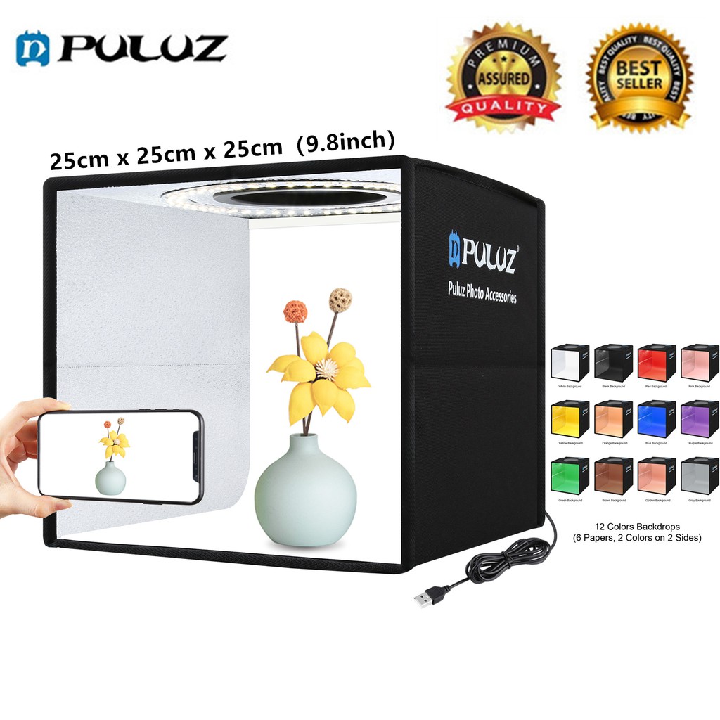 【Genuine Ready Stock】PULUZ 25cm Folding Portable Photo Lighting Studio ...