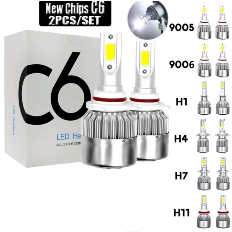 C6 Car Hid Led Headlamp Headlight Head Lamp Light H1 H3 H4 H7 H8 H11 9005 9006 36W 6000K White ...