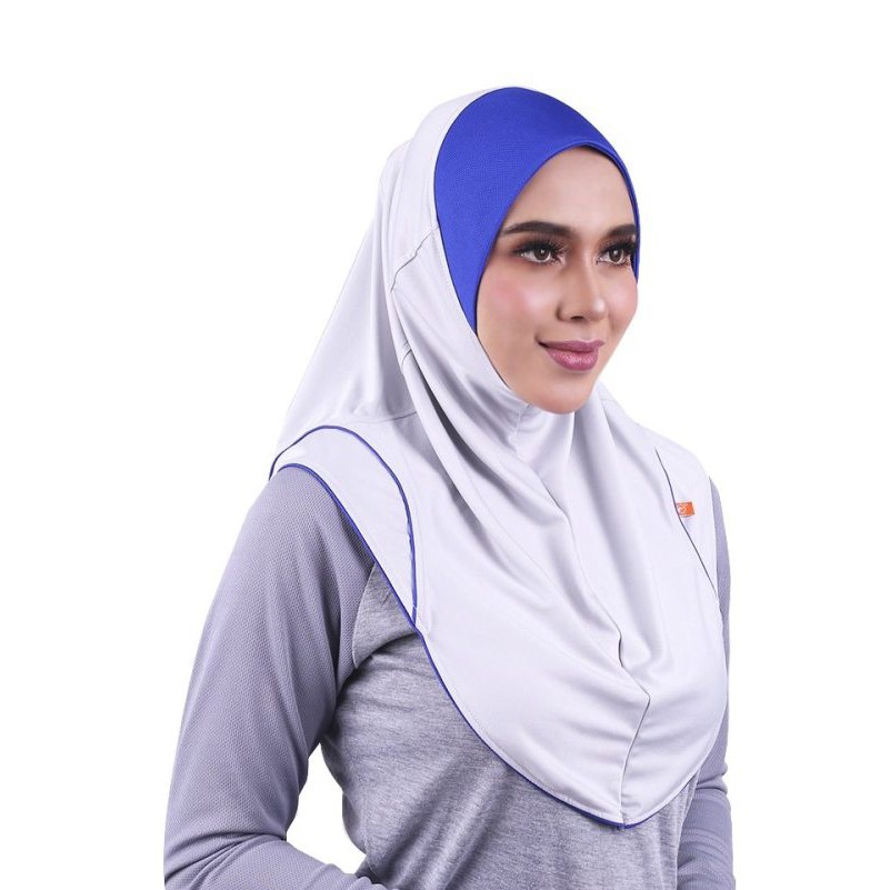 Raqtive Instant Hijab - Grey Royal Blue | Shopee Malaysia