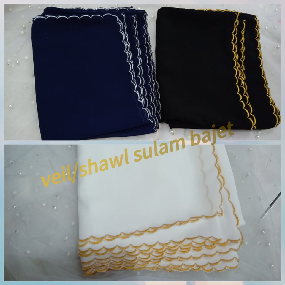 Veil Sulam,Shawl Sulam Simple,Sulam biku,Selendang Sulam,Veil Nikah ...