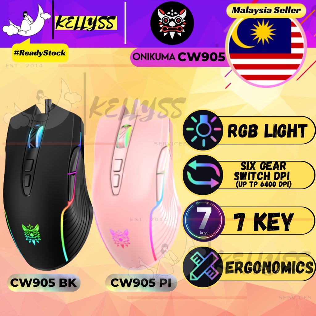 ONIKUMA CW905 Gaming Mouse CW-905 Configurable RGB LED Light 7 Action ...