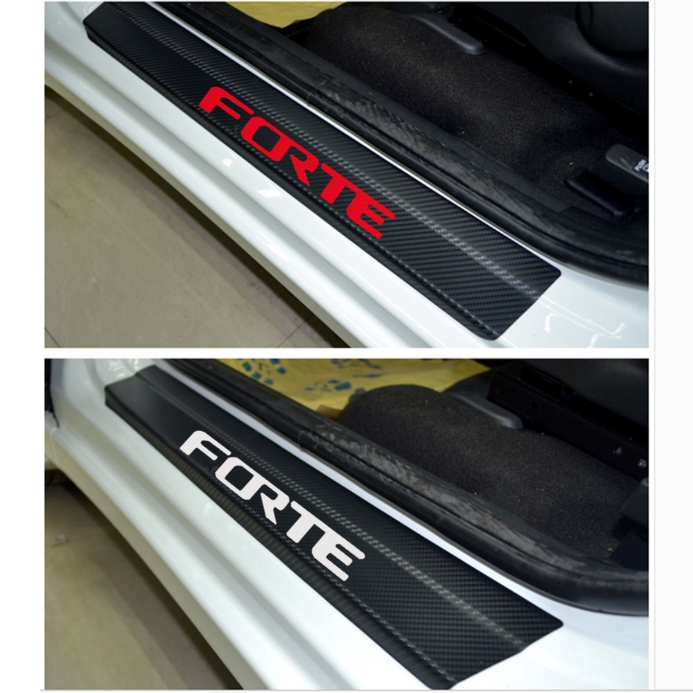 4PCS carbon fiber vinyl sticker Car Door Sill Scuff Plate for KIA FORTE ...