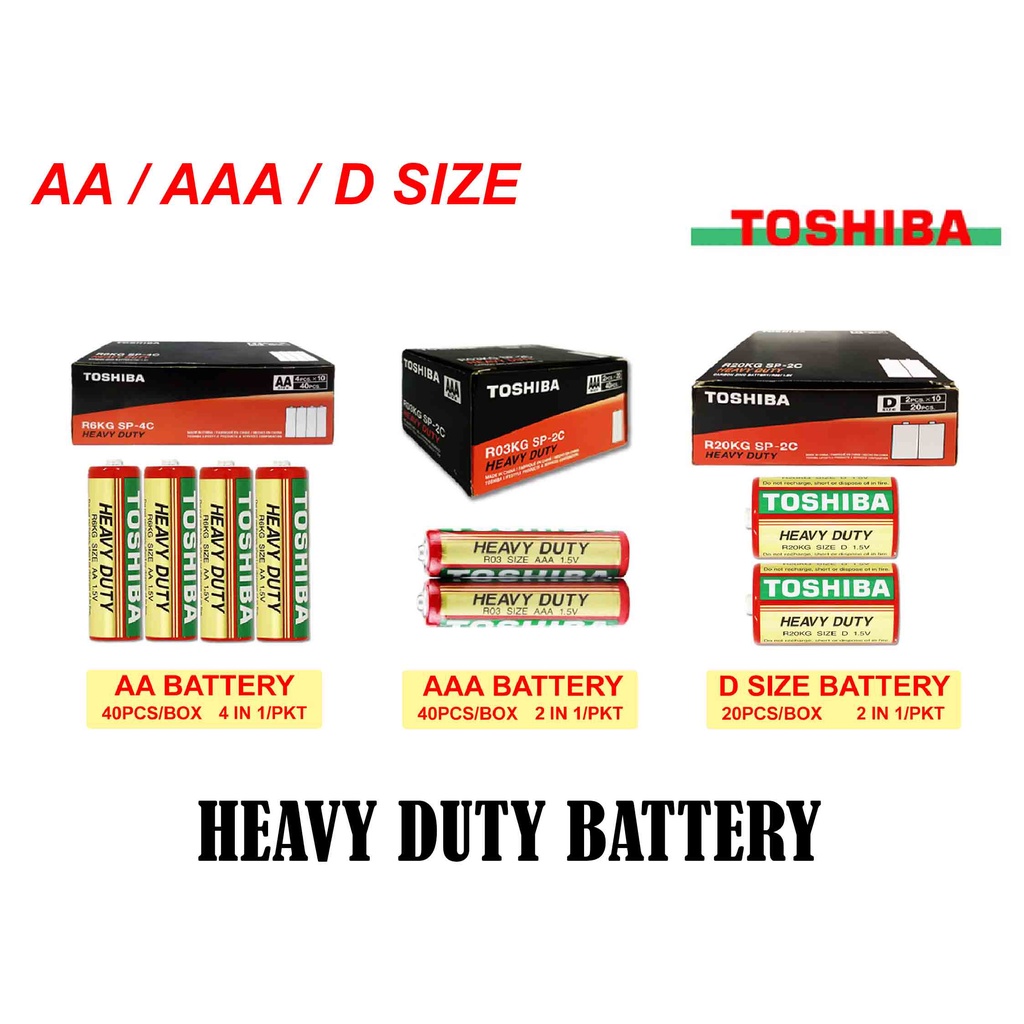 Toshiba Heavy Duty Battery AA / AAA / D size | Shopee Malaysia