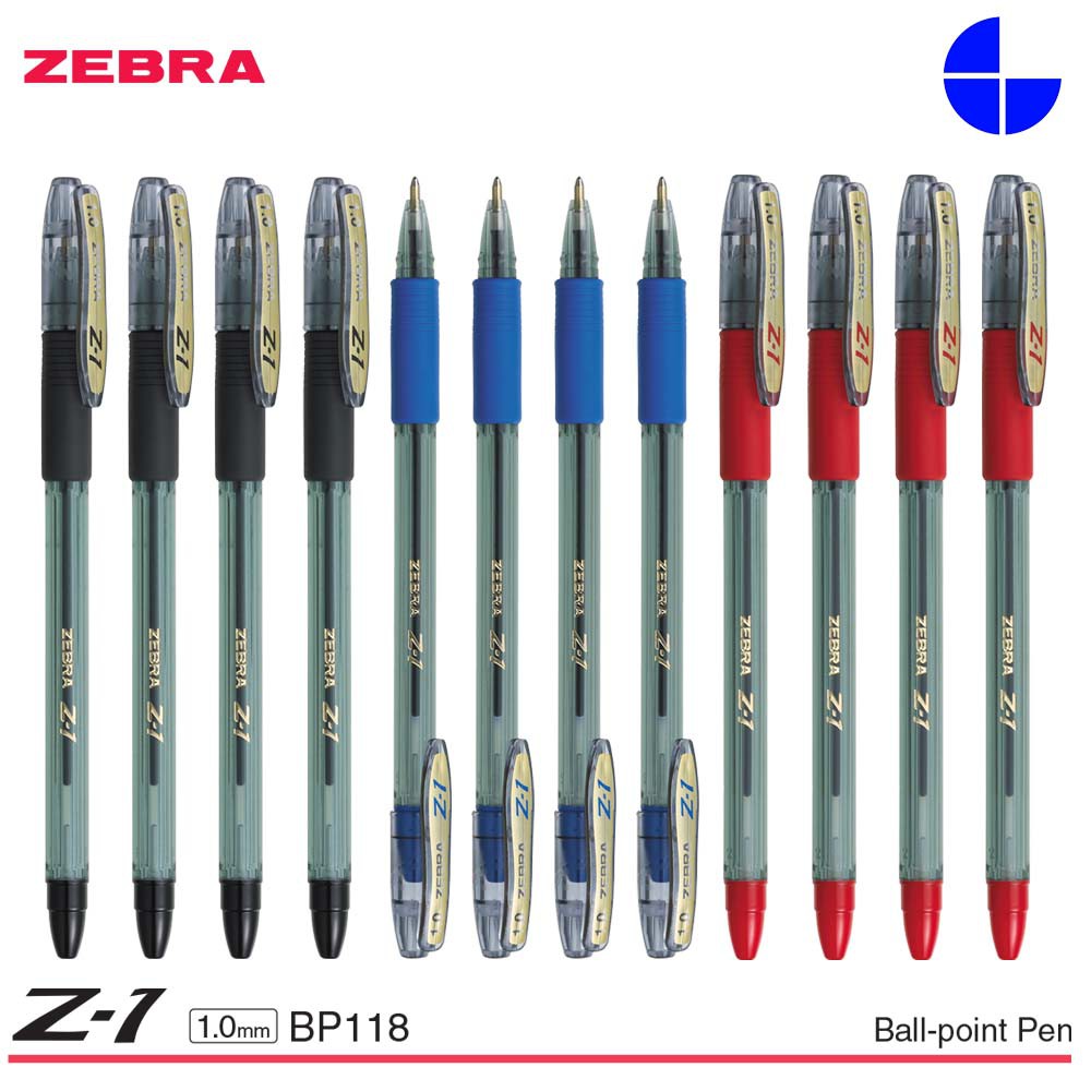 Zebra Z-1 Stick Ball-Point Pen 1.0MM Smooth Low Viscosity Ink Clear ...