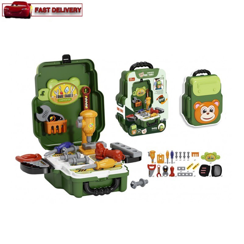 GKIDS 688-105A 3in1 Carpenter Tool Table Children's Toolbox Backpack ...
