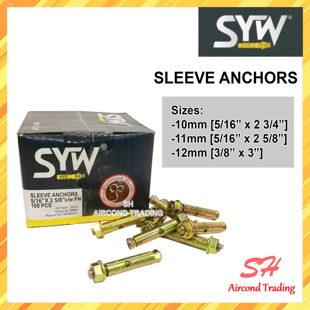 SYW SLEEVE ANCHORS WALLPLUG WALL PLUG BESI WALL PLUG 10mm 11mm 12mm ...