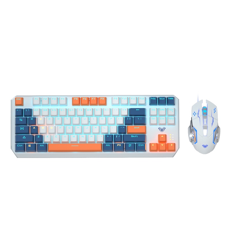 Aula F3087 Mechanical Keyboard and Mouse Set Wired Blue light Gaming ...