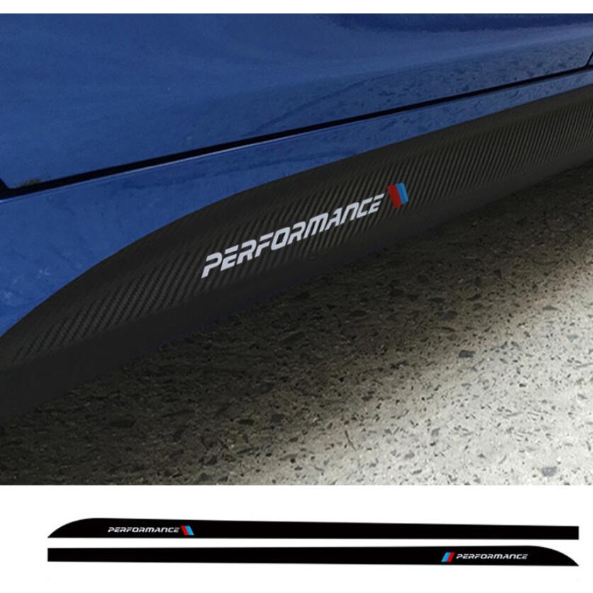 2pcs Carbon Fiber Viny M Performance Side Skirt Sill Stripe Body Decals ...