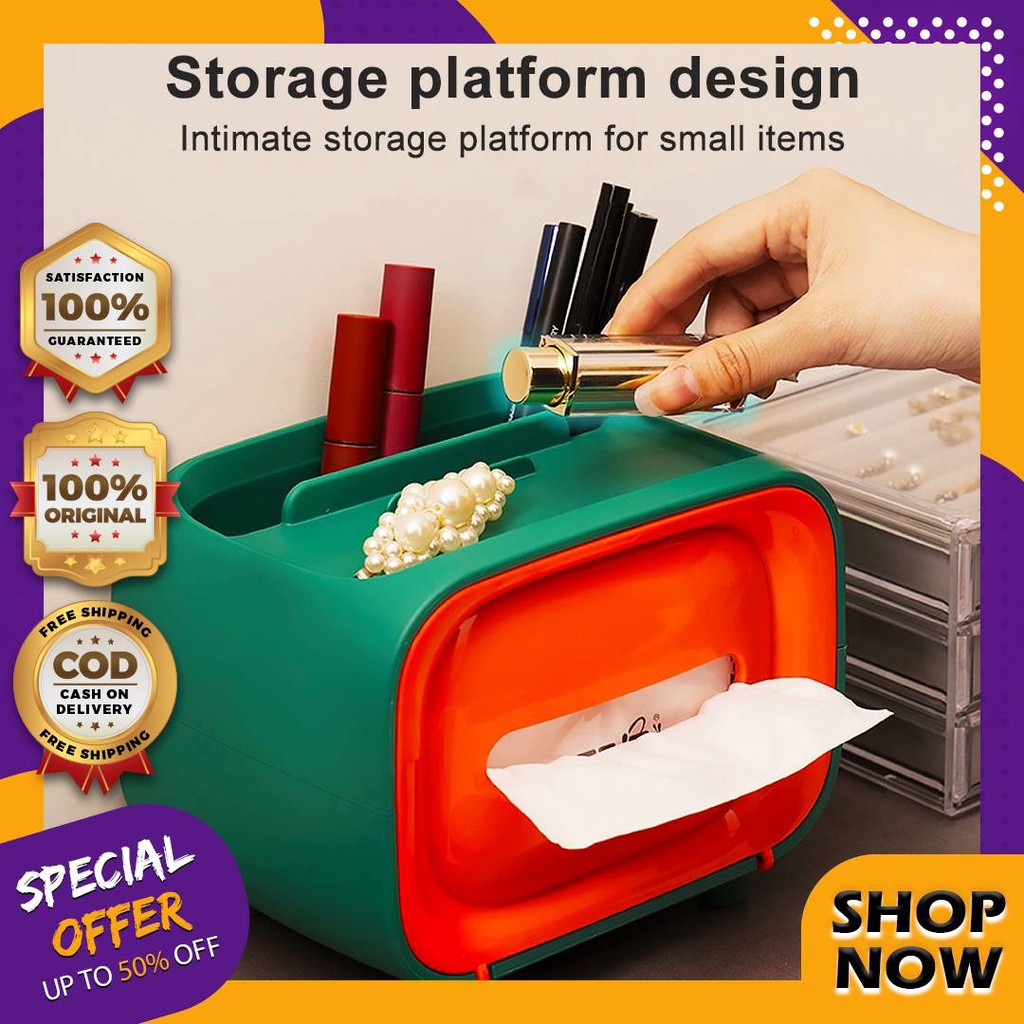 Best Tissue Box Durable Roll Paper Storage Box Retro TV Shaped Tissue ...