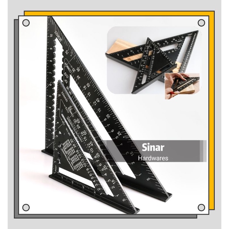 7/12 Inches Triangular Ruler Square Metric Aluminum Alloy Triangle ...