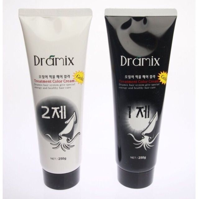DRAMIX KOREA SQUID HENNA COLOUR TREATMENT CREAM 250ML*2 /UBAT MERAWAT ...