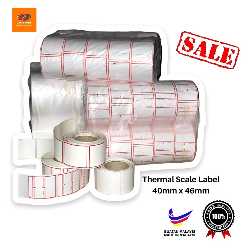 Thermal Scale Label Sticker Timbang Sticker 40mm x 46mm 58mm x 38mm ...
