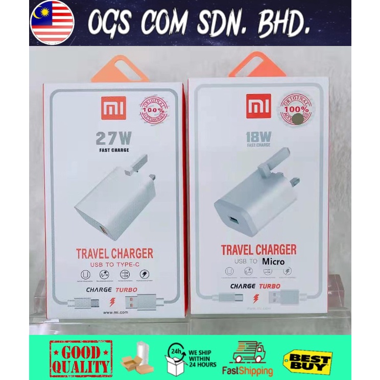 Xiaomi 18W Micro, 18W Type-C, 27W Type-C(Plug+Cable) | Shopee Malaysia
