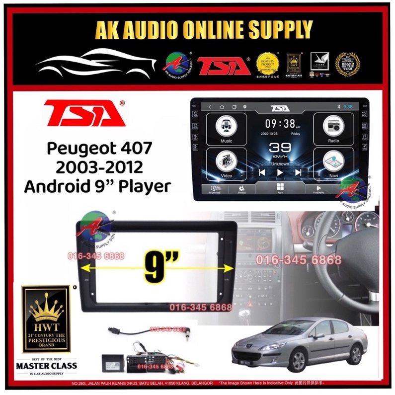 T5 DSP CarPlay TSA Peugeot 407 2003 - 2012 With Canbus Android 9'' inch ...