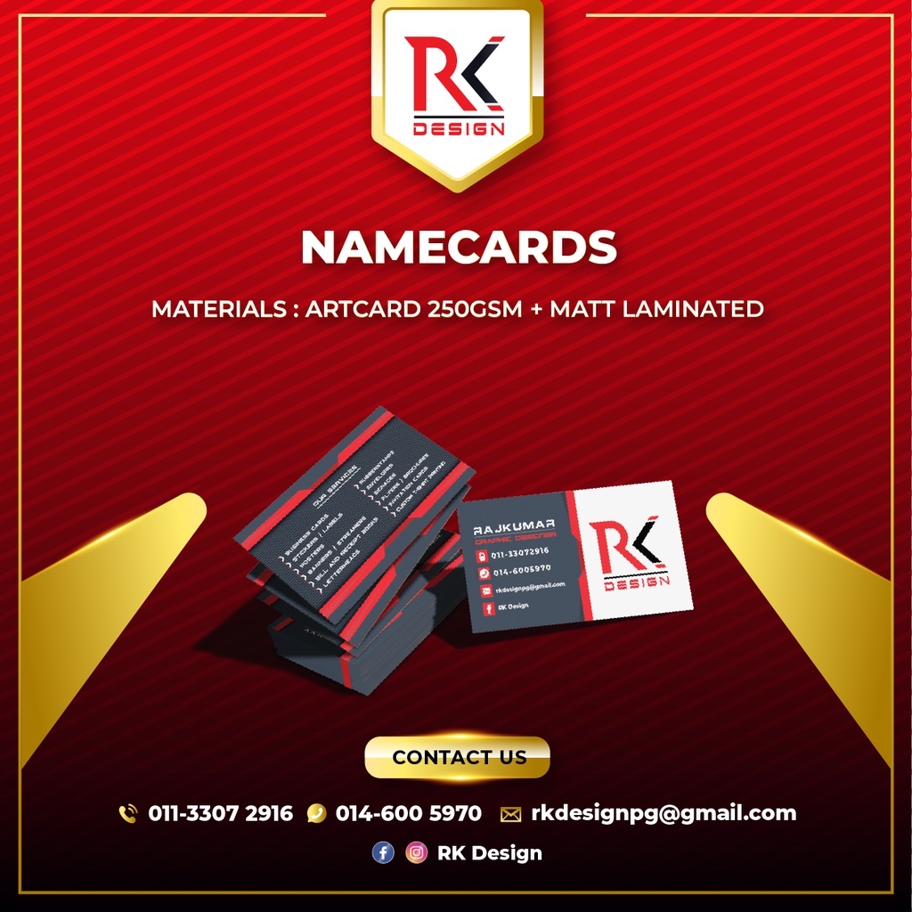 Namecard / Business Card Printing (Material Artcard 250gsm + Matt ...