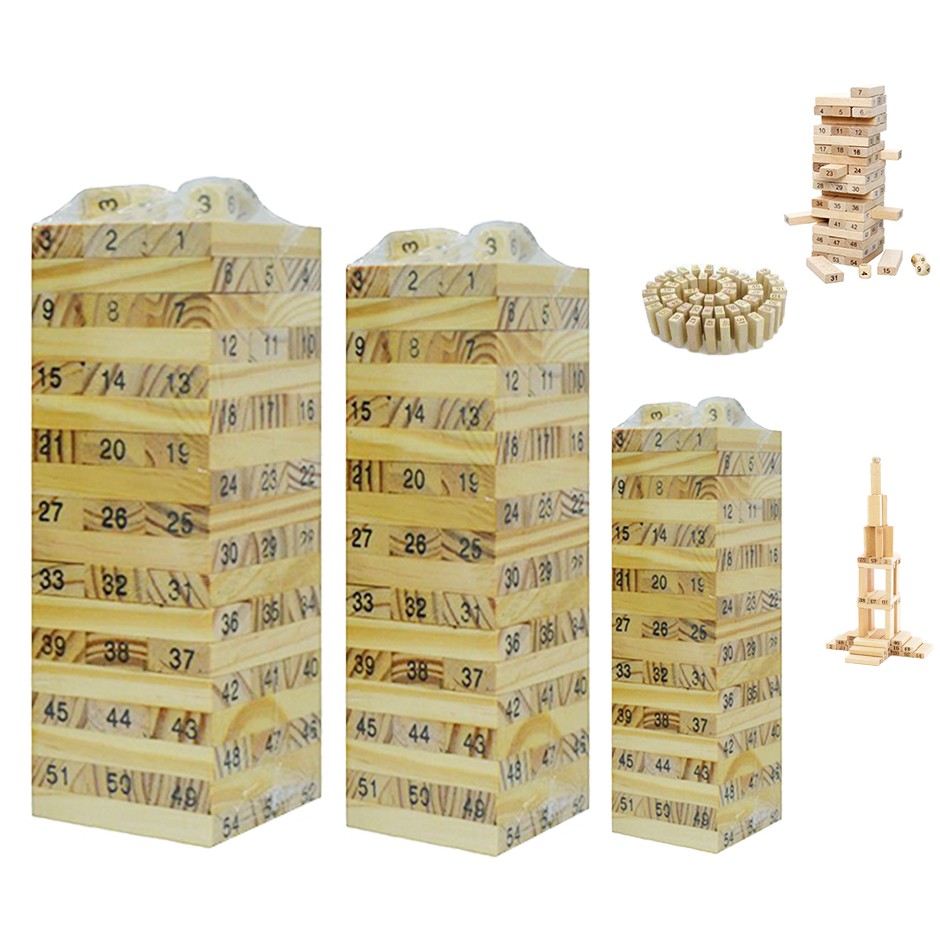 Wooden Number Stacking Block Tower (48Pcs) / Blok Kayu Mainan Nombor ...