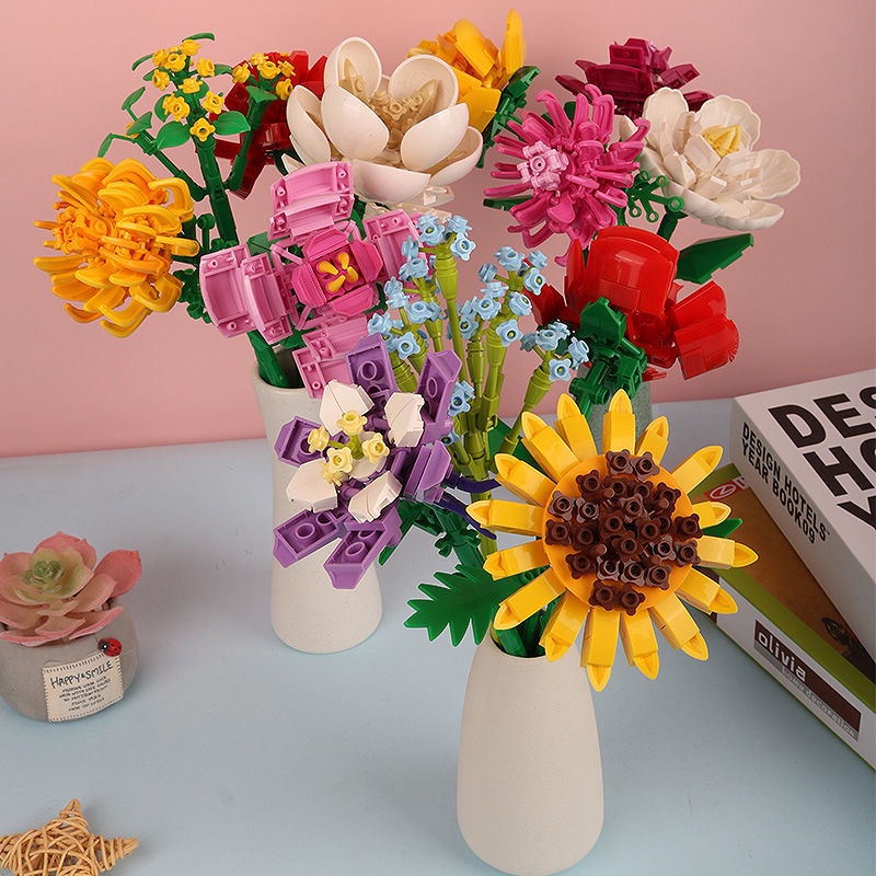 💥Local Ready💥 Flower Building Blocks Bouquet Girls Birthday Gifts ...