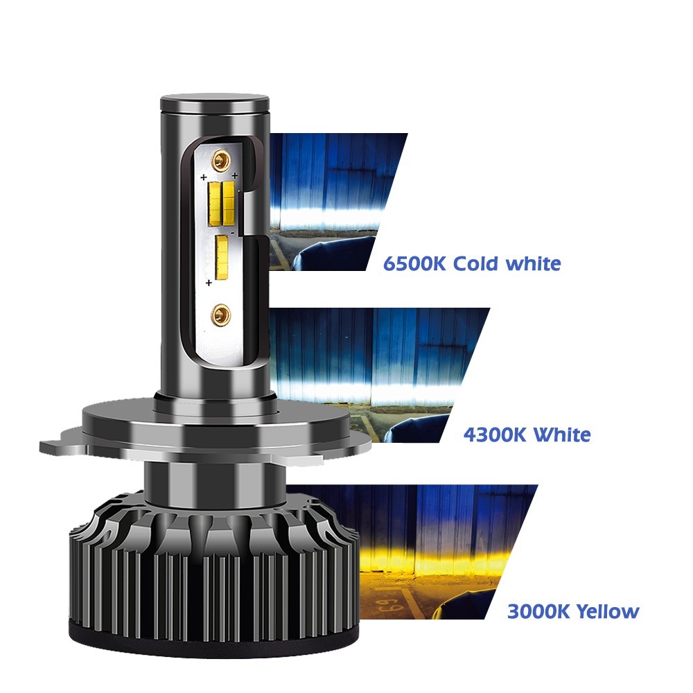 3 Colors in one Led Car Headlight Bulb H4 H7 H11 HB4 ZES Chips Light ...