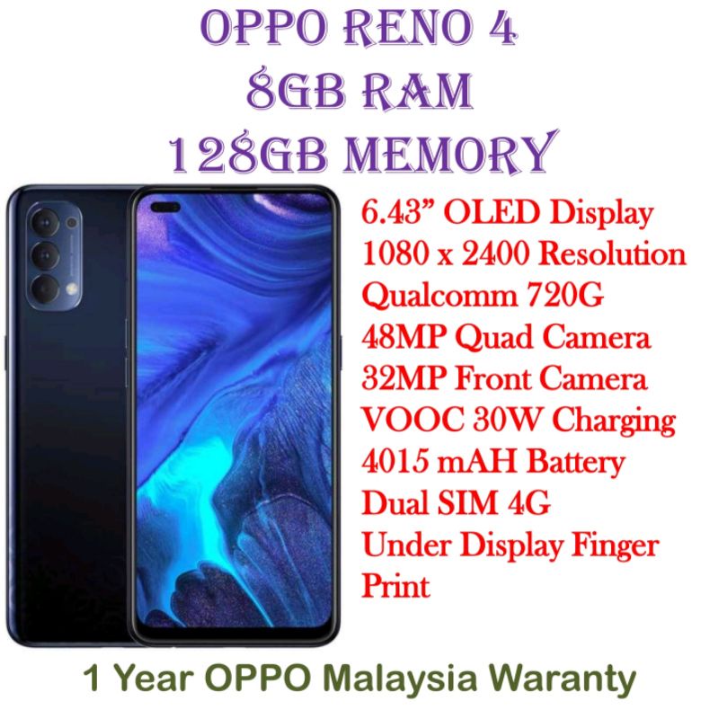 Oppo Reno 4 8gb/128gb CPH2113 1 Year Warranty | Shopee Malaysia